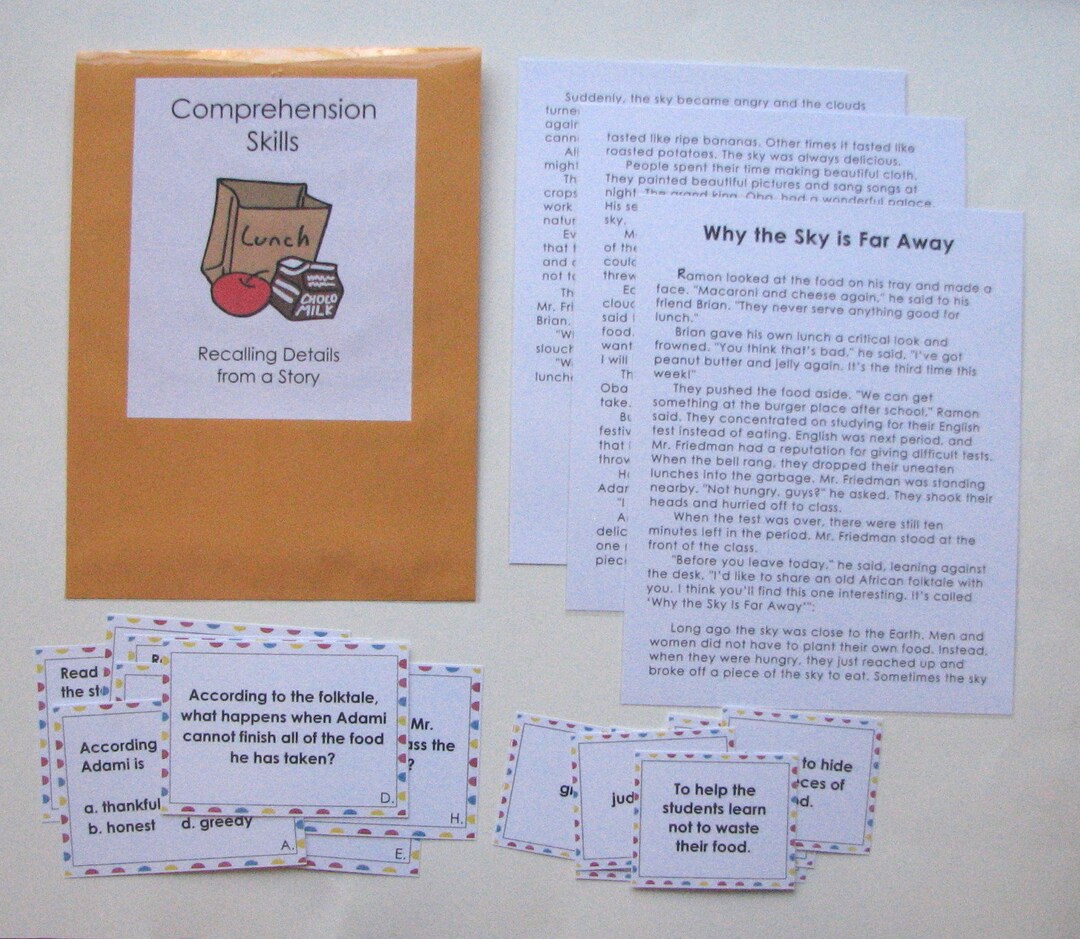 Educational Reading Resource Center Kit Comprehension Skills Recalling ...