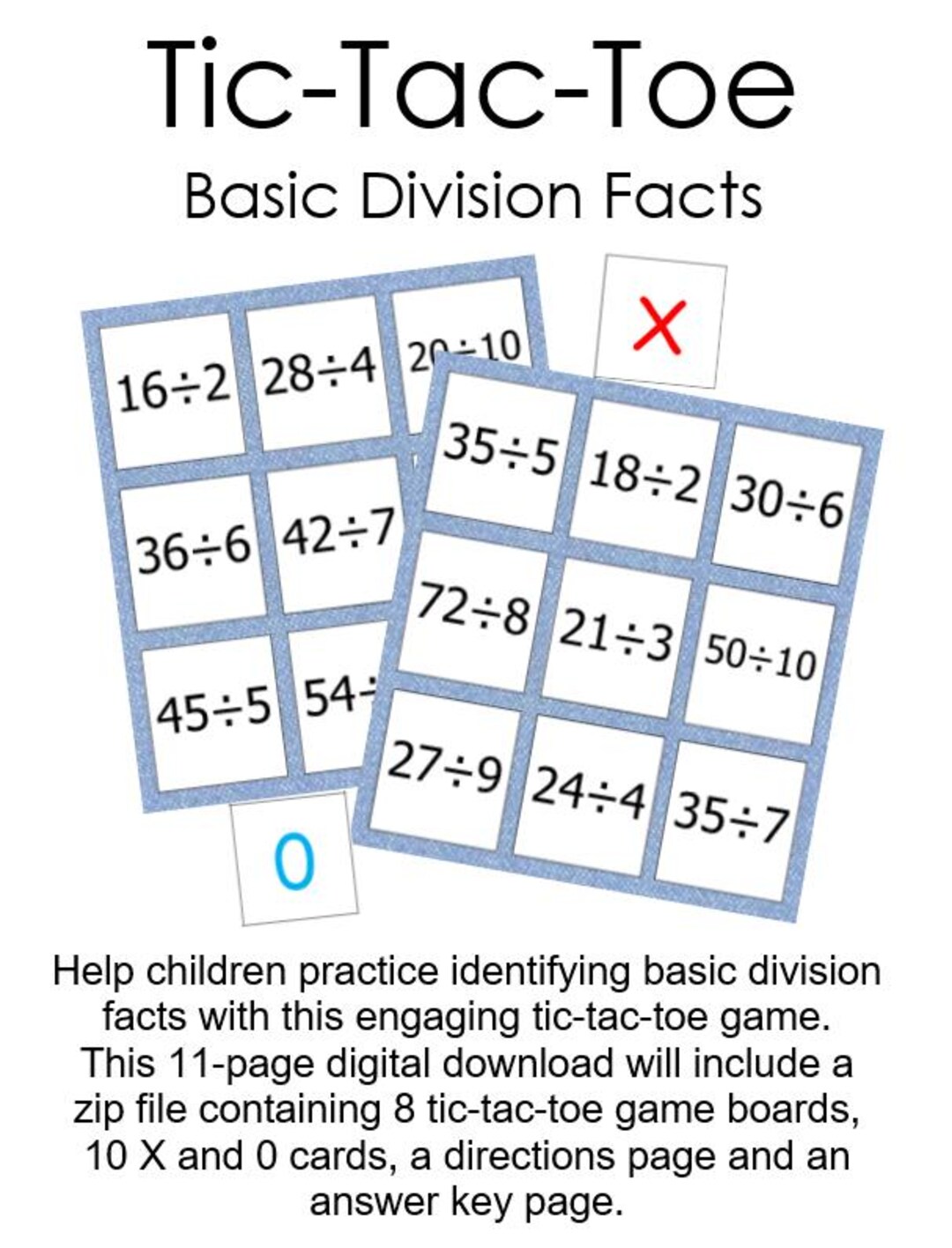 Basic Division Facts Digital Download Math Tic-tac-toe Game - Etsy