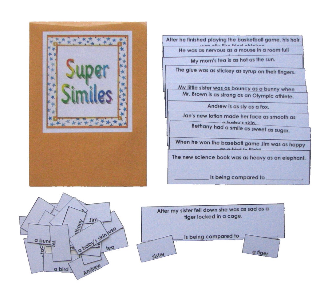 Educational Resource Learning Activity Game Similies - Etsy