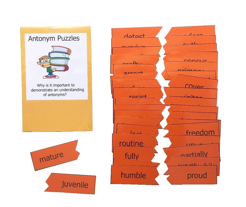 Educational Literacy Center Activity Learning Resource Game Antonym ...