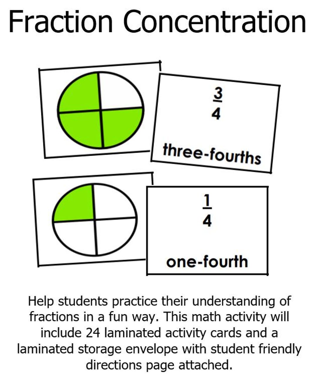 Fraction Concentration Math Learning Center Classroom Homeschool ...