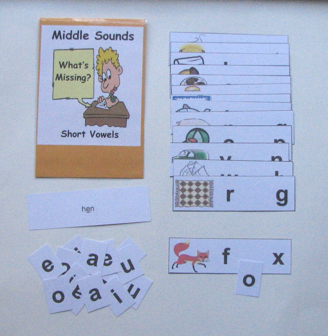 Educational Literacy Center Learning Resource Game Middle Sounds - Etsy