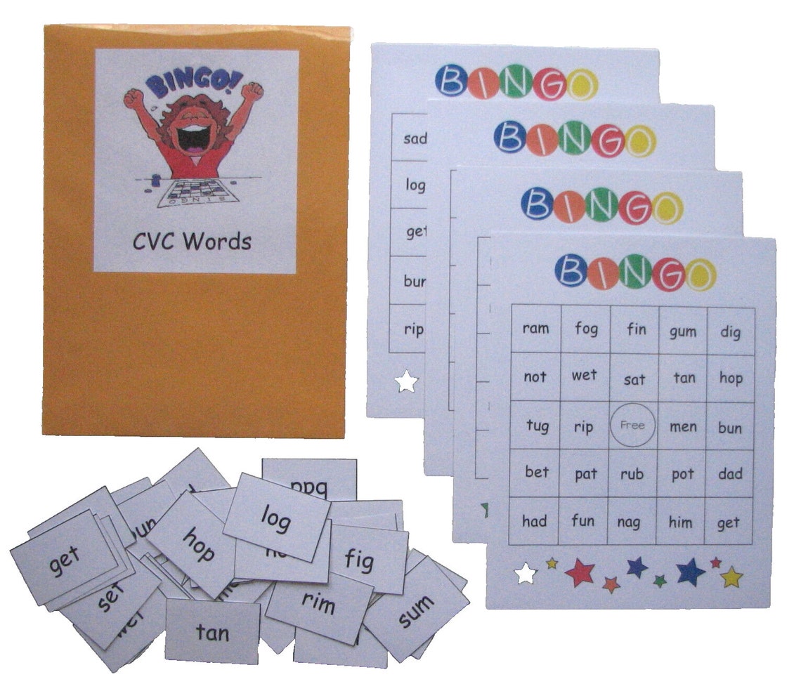 Educational Literacy Center Learning Resource Game CVC Words BINGO - Etsy