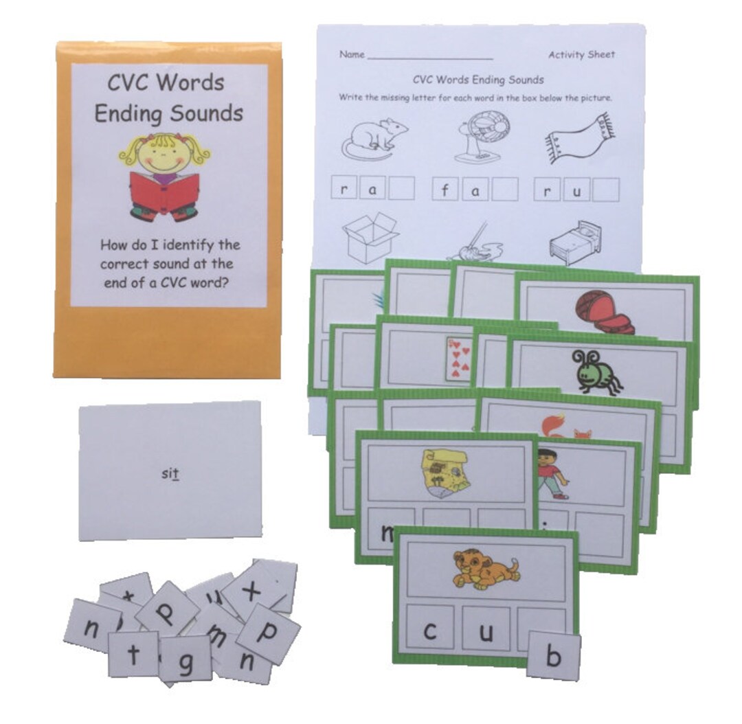Educational Literacy Center Learning Resource Game CVC Words Ending ...