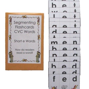 5 Educational Literacy Centers Segmenting Flashcards Short Vowel CVC ...
