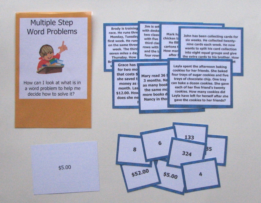Educational Math Center Resource Game Multiple Step Word Problems - Etsy
