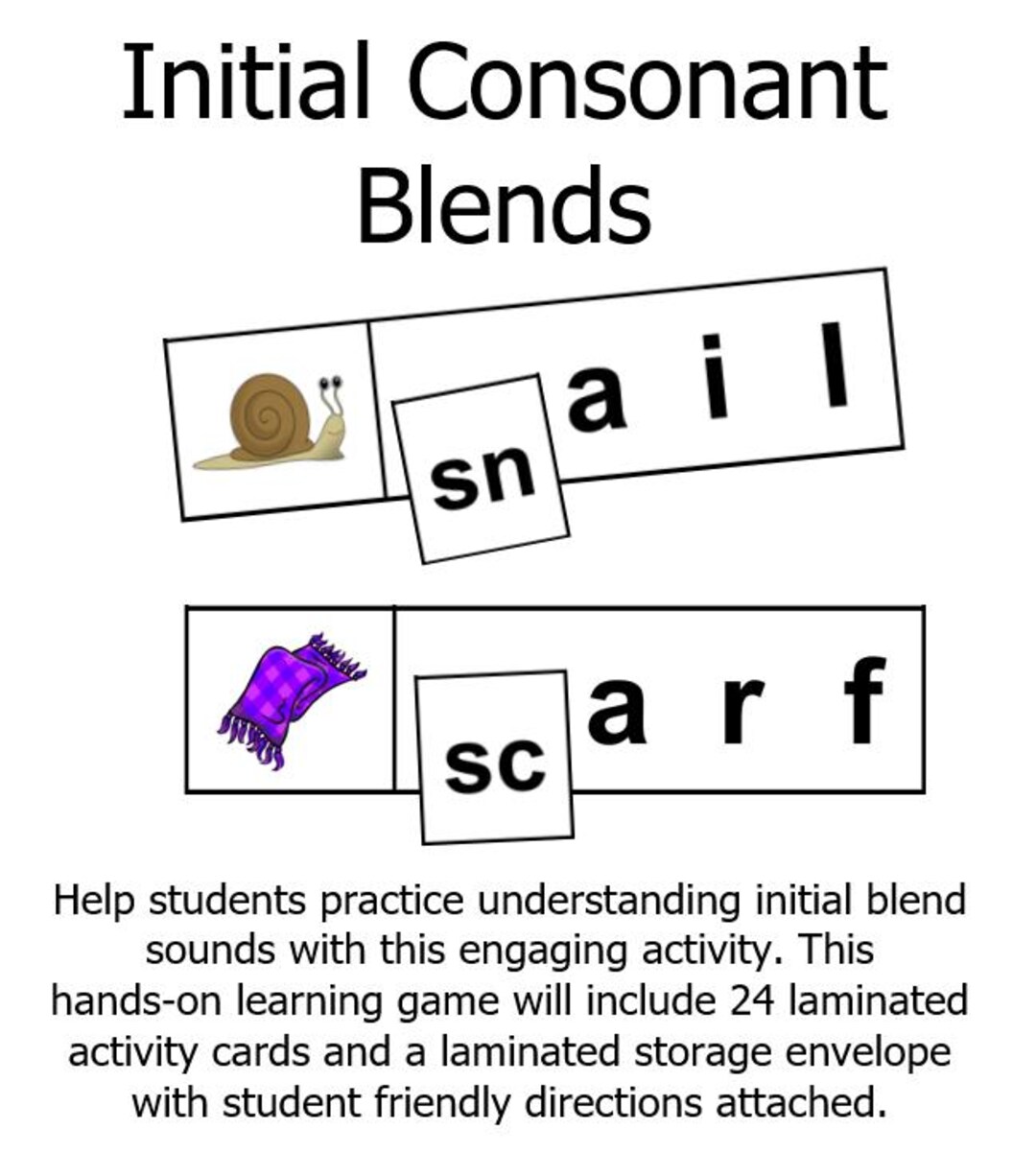 Consonant Blends Phonics Activity Classroom Homeschool Literacy ...