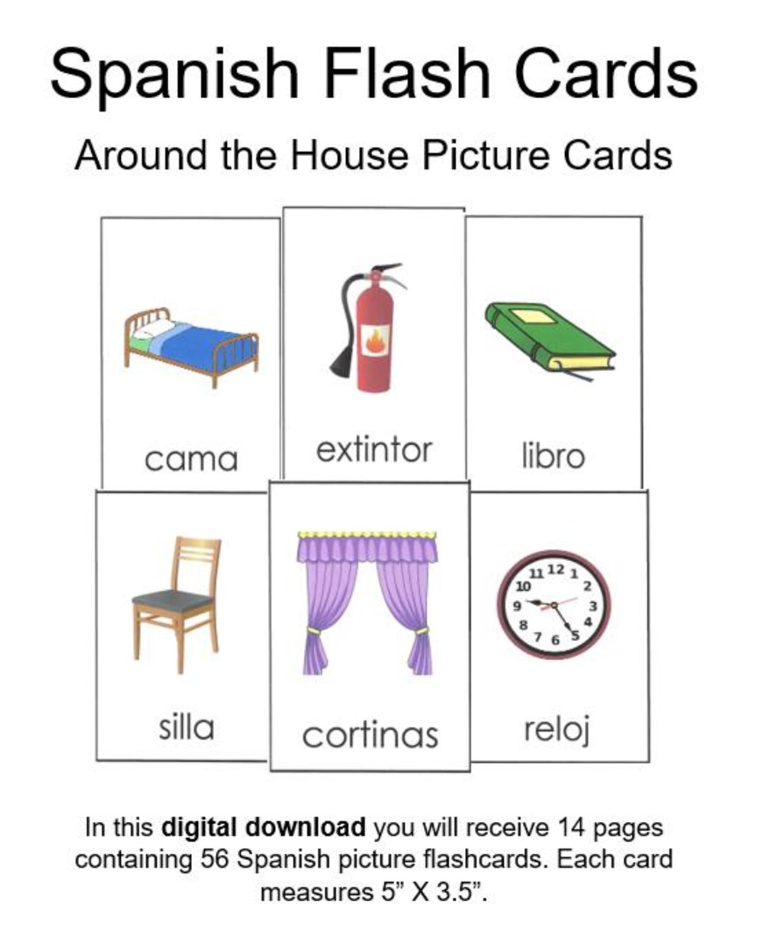 Bilingual Spanish Picture Words Digital Download Teacher Made Classroom ...