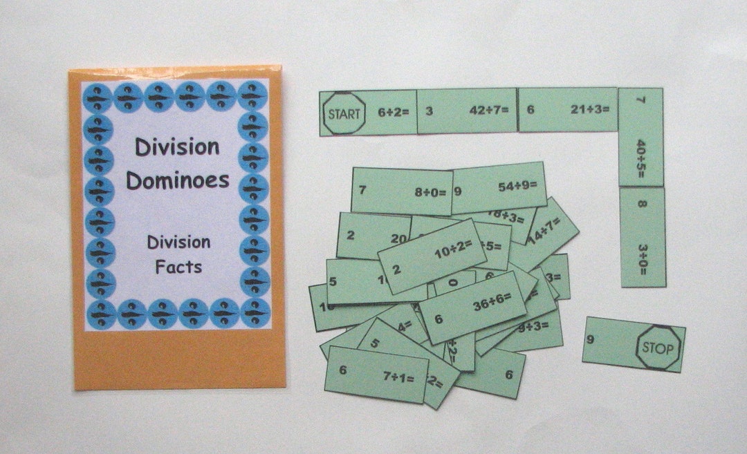 Educational Math Center Learning Resource Game Division Dominoes - Etsy