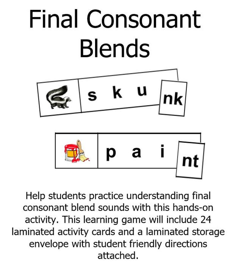 Final Consonant Blends Phonics Activity Teacher Made Resource Classroom ...