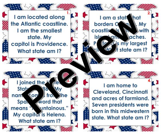 Geography State Riddles Digital Download Learning Game Classroom ...