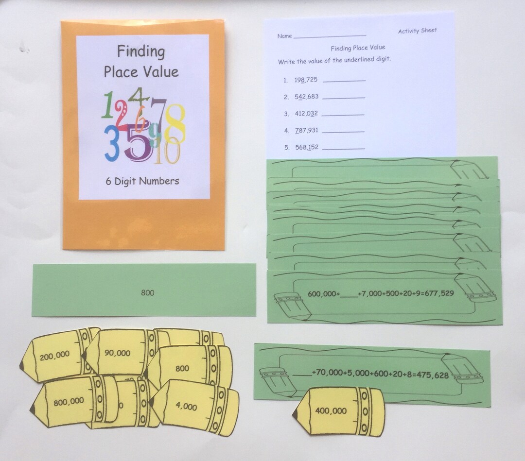 Teacher Made Math Center Resource Game Place Value Strips 6 Digit ...