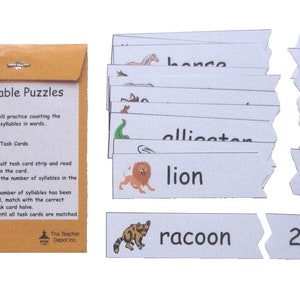 Educational Learning Literacy Center Resource Game Counting Syllables ...