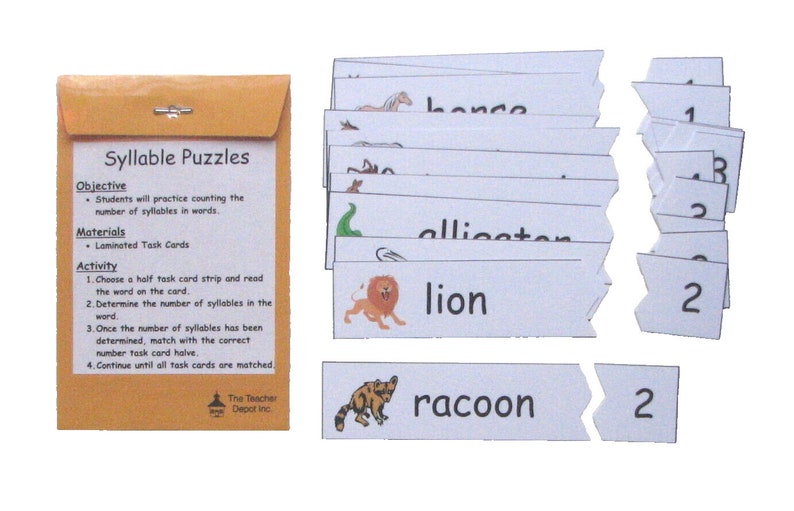 Educational Learning Literacy Center Resource Game Counting Syllables ...
