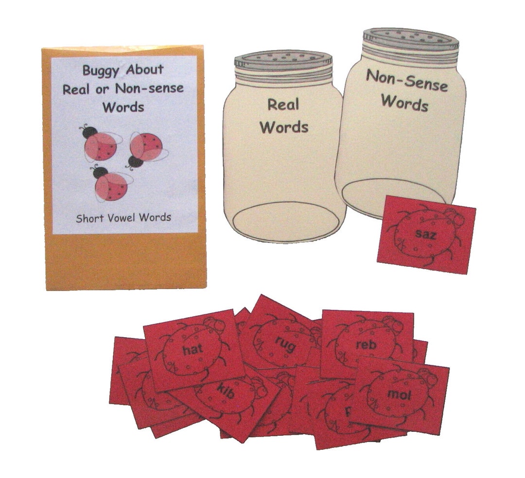 Educational Literacy Center Resource Game Real or Non-sense Short Vowel ...