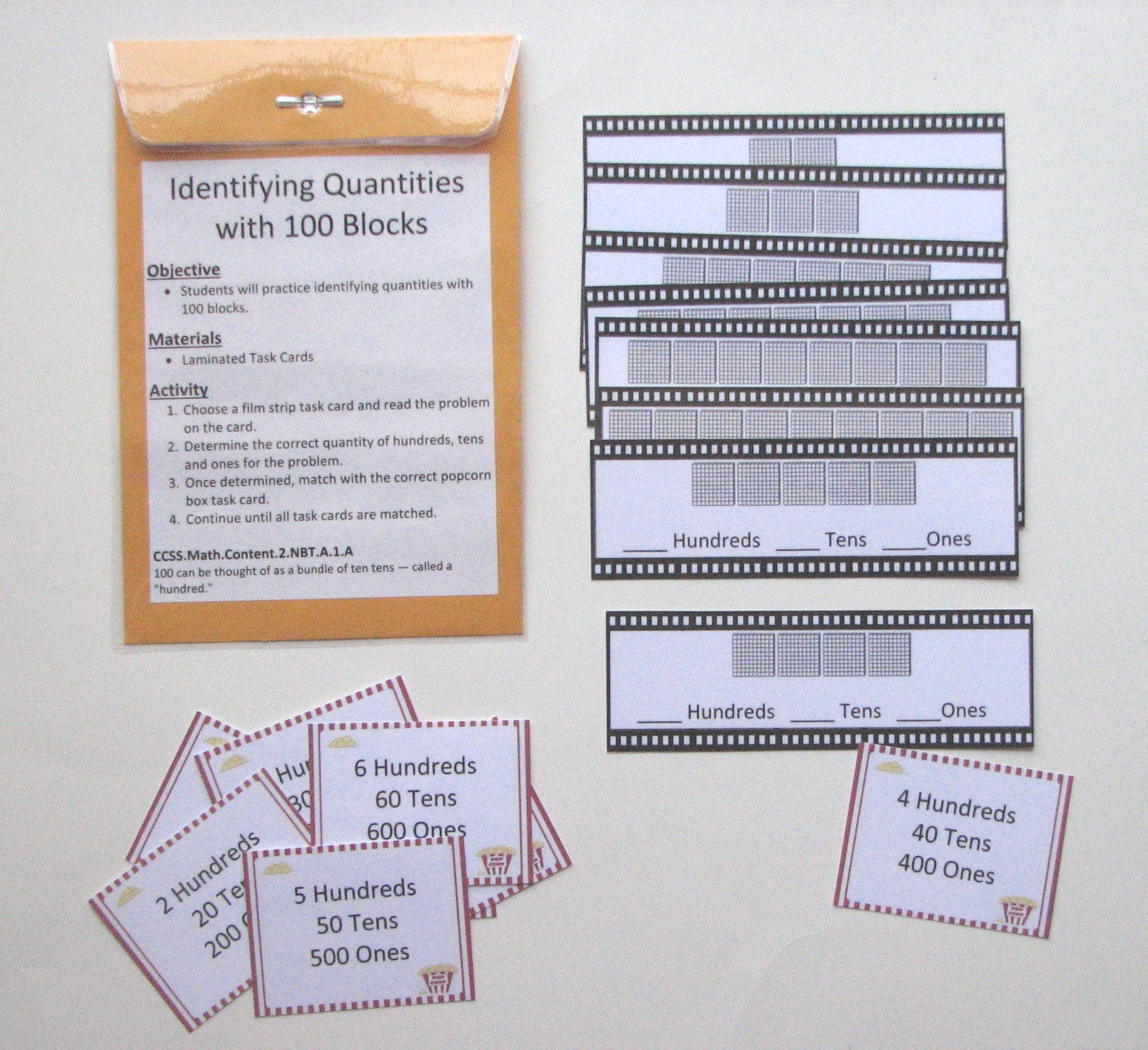 Educational Math Center Resource Game Identifying Quantities - Etsy