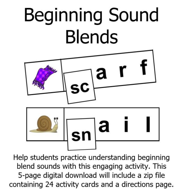 Consonant Blends Digital Download Phonics Activity Classroom Homeschool ...