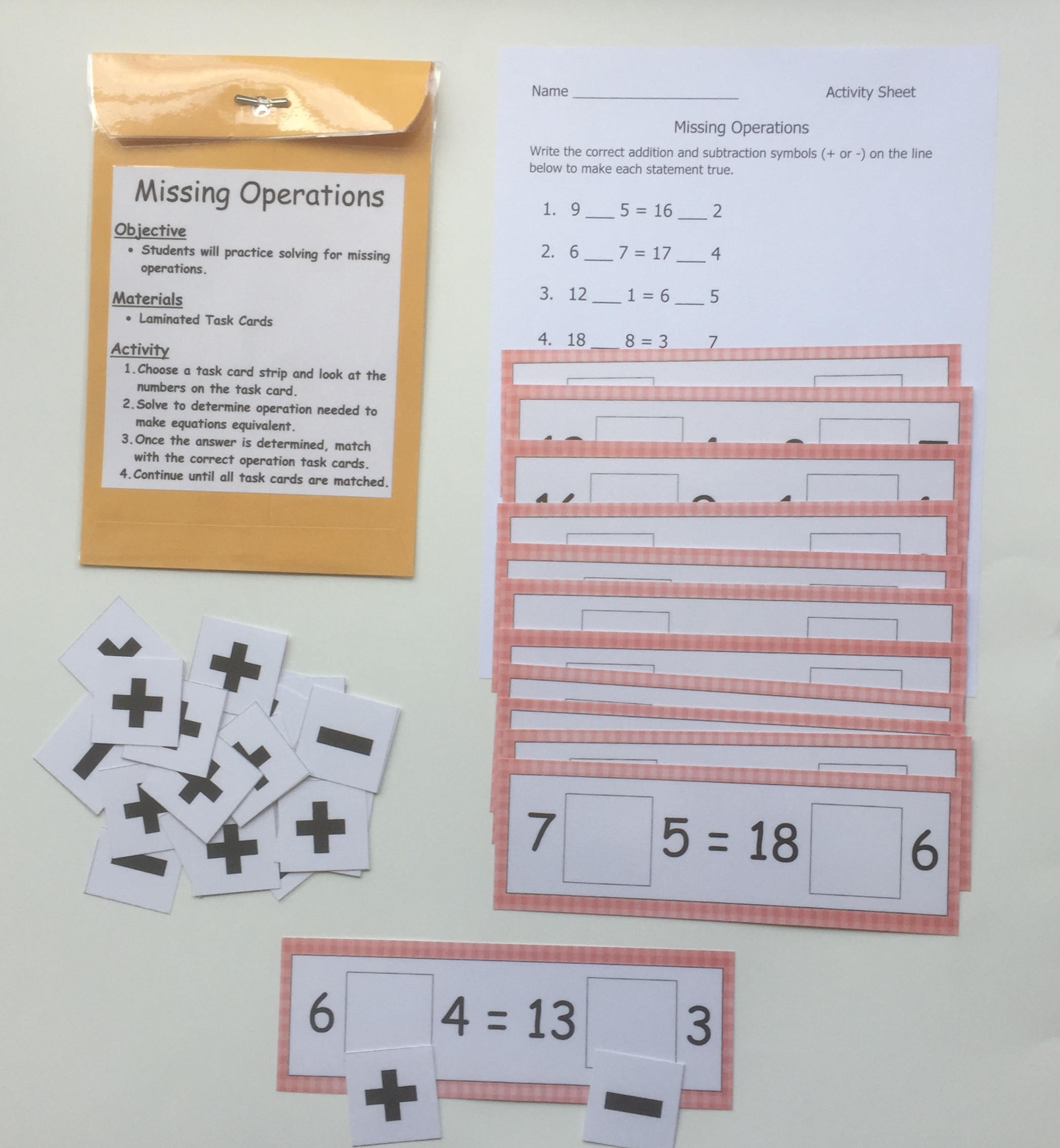 Educational Math Center Resource Game Addition Subtraction - Etsy