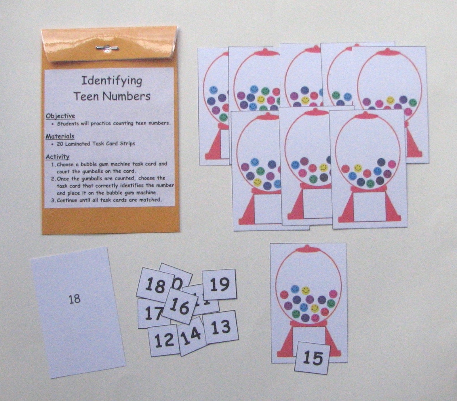 Educational Math Center Learning Resource Game Identifying Teen Numbers ...