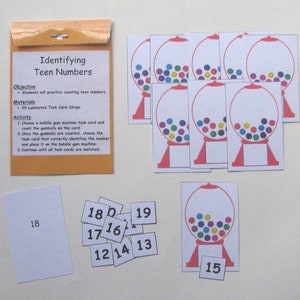 Educational Math Center Learning Resource Game Identifying Teen Numbers ...