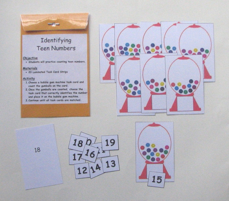 Educational Math Center Learning Resource Game Identifying Teen Numbers ...