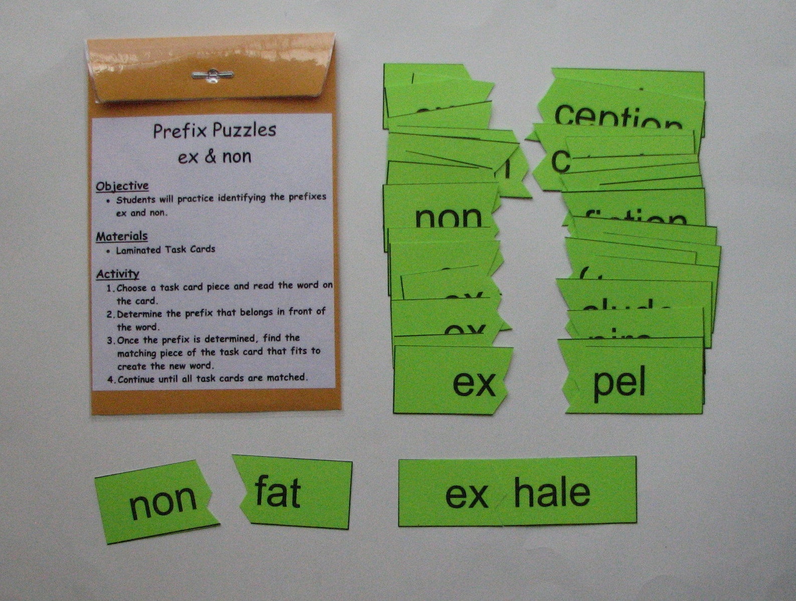 Educational Literacy Center Learning Resource Game Prefix Puzzles Ex ...