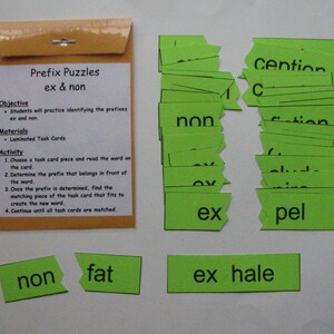 Educational Literacy Center Learning Resource Game Prefix Puzzles Ex ...