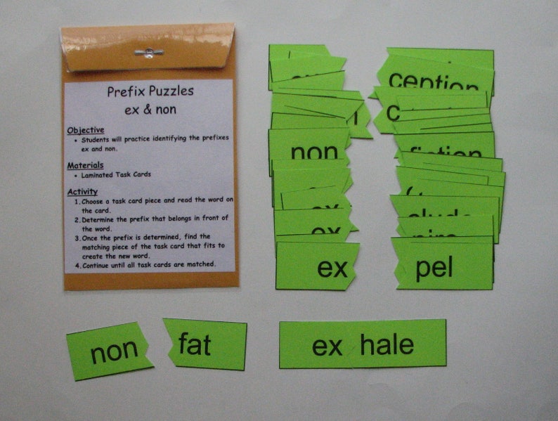 Educational Literacy Center Learning Resource Game Prefix Puzzles Ex ...