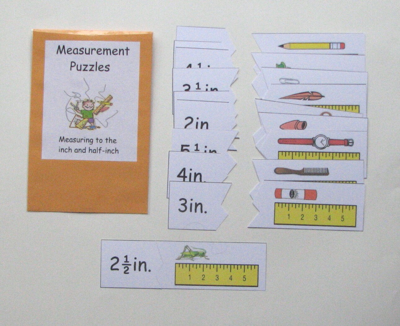 Educational Math Center Resource Game Measurement Puzzles Inch - Etsy