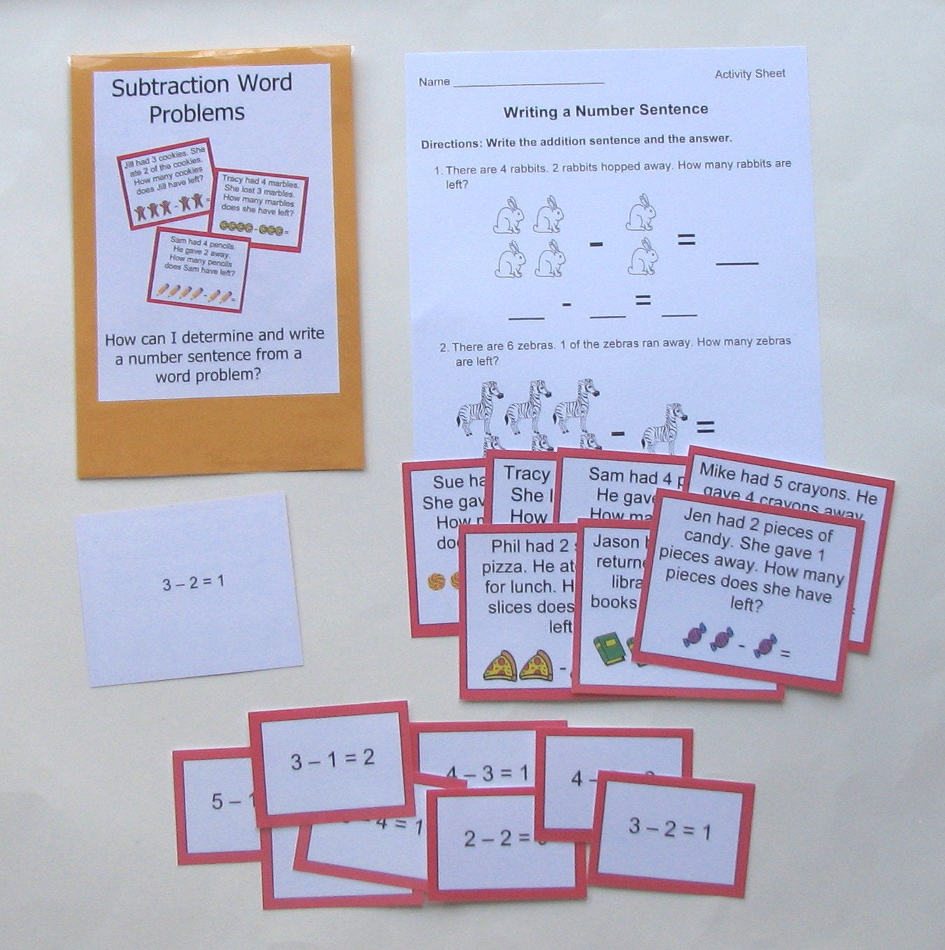 Educational Math Center Learning Resource Game Subtraction - Etsy