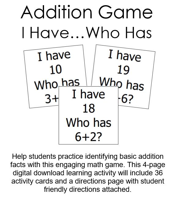 Basic Addition Facts Digital Download Math Fluency Educational Resource ...