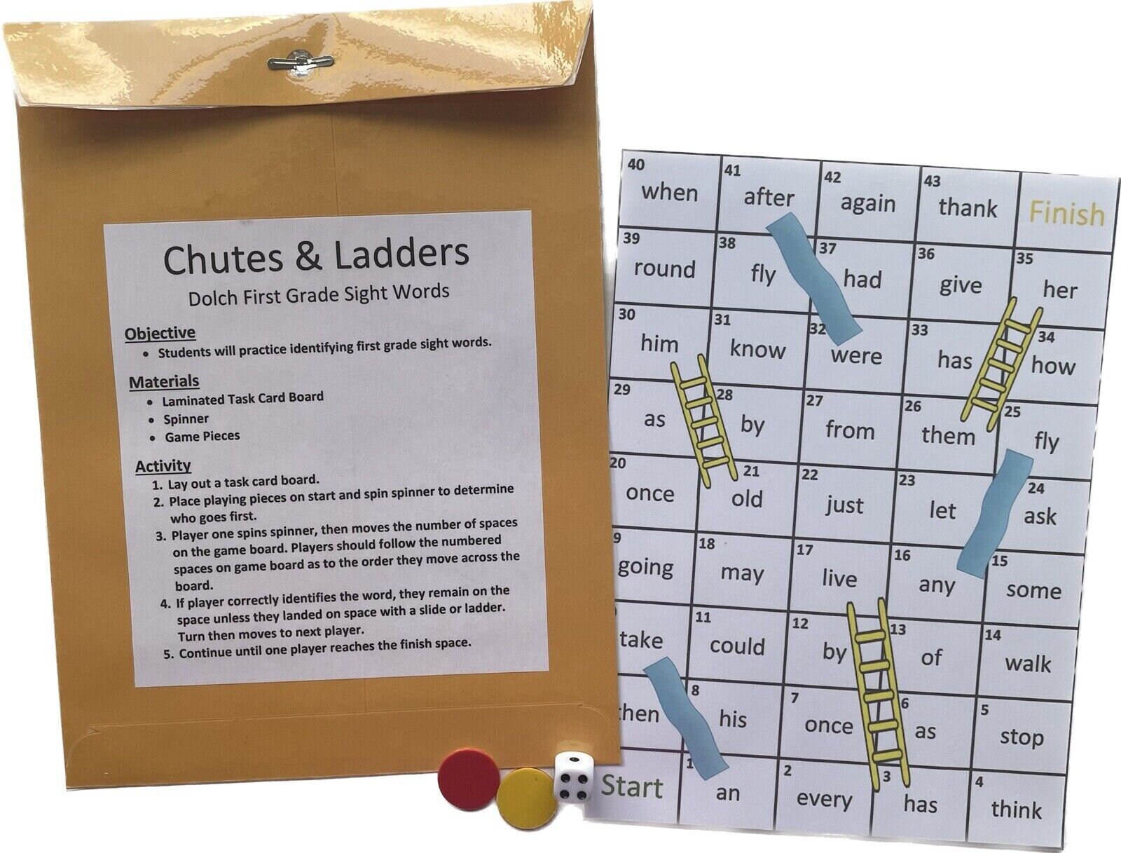 Teacher Created Activity Game Dolch First Grade Sight Word - Etsy