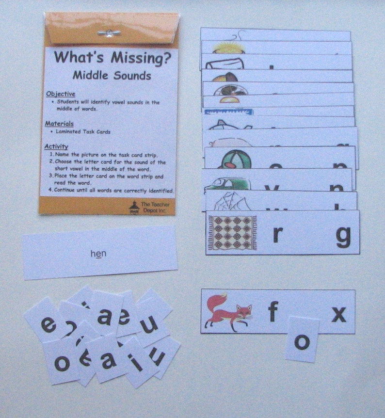 Educational Literacy Center Learning Resource Game Middle Sounds - Etsy