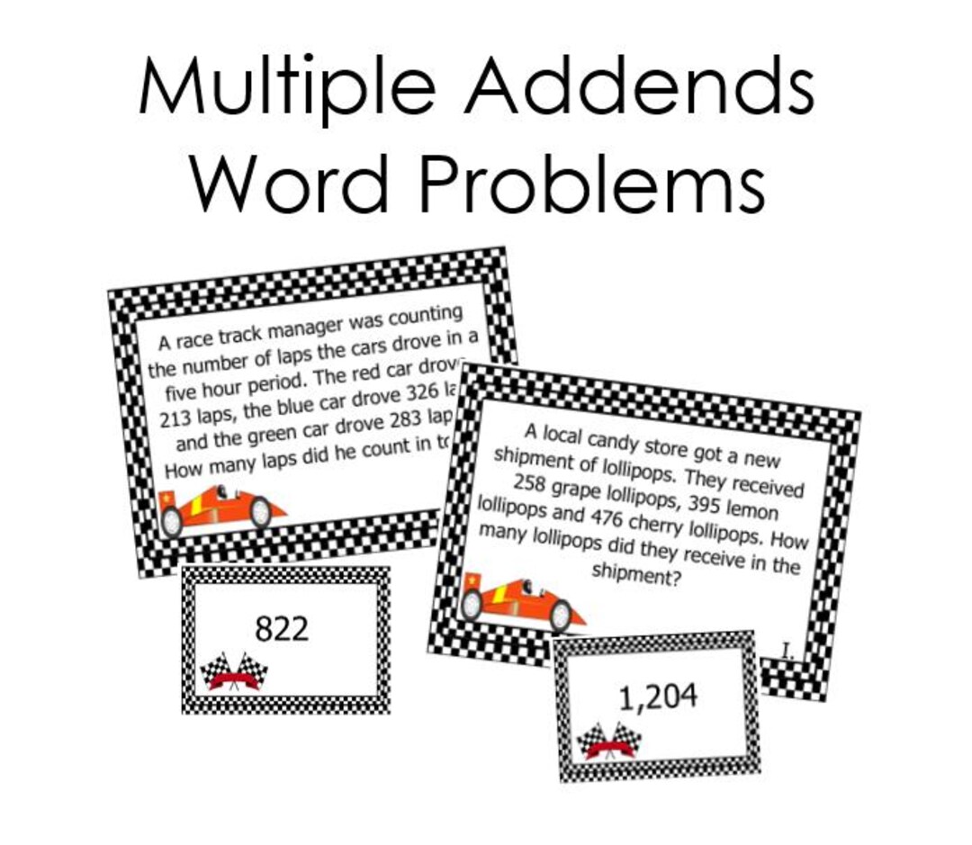 Educational Math Learning Center Resource Game Multiple Addends Word ...