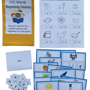 Educational Literacy Center Learning Resource Game CVC Words Beginning ...