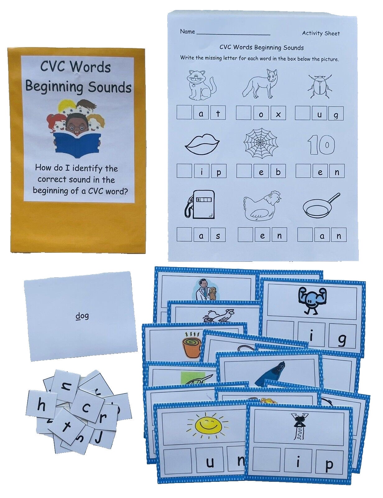 Educational Literacy Center Learning Resource Game CVC Words Beginning ...