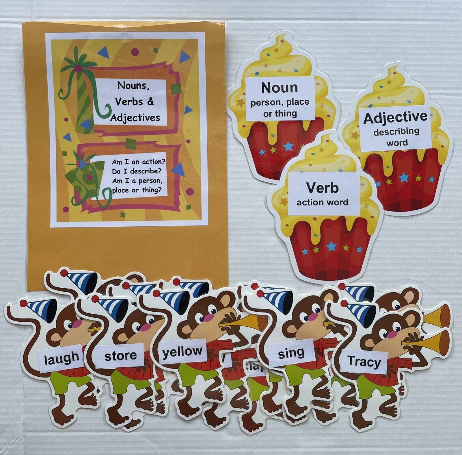 The Teacher Depot Literacy Center Resource Game Nouns Verbs Adjectives ...