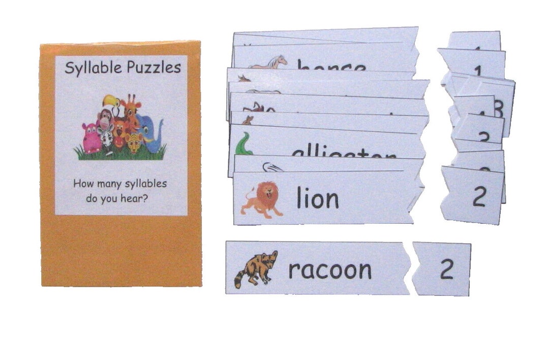 Educational Learning Literacy Center Resource Game Counting Syllables ...