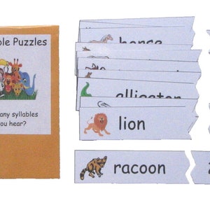 Educational Learning Literacy Center Resource Game Counting Syllables ...