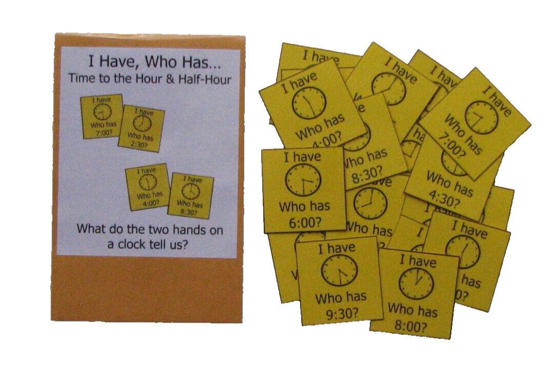 Educational Math Center Learning Resource Game Telling Time Hour & Half ...