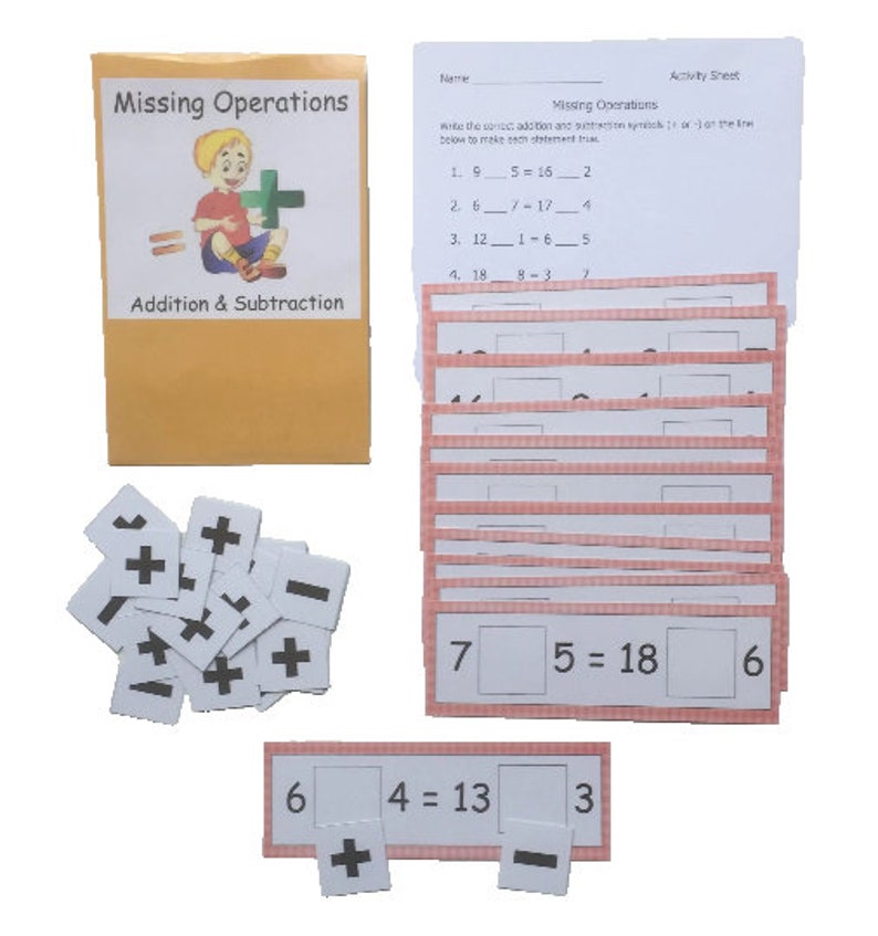 Educational Math Center Resource Game Addition Subtraction Missing ...