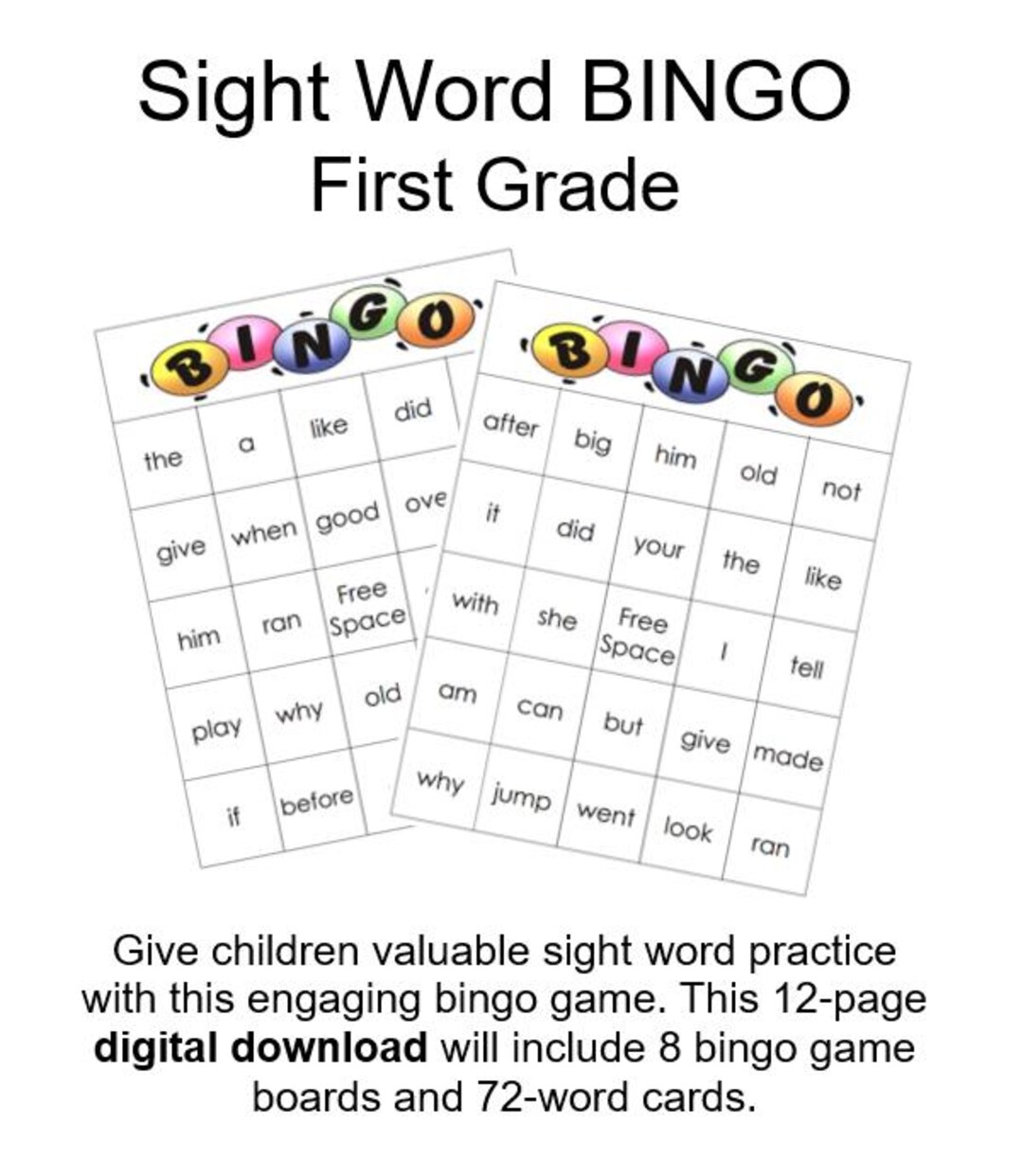 First Grade Sight Words Digital Download Teacher Made Learning Resource ...