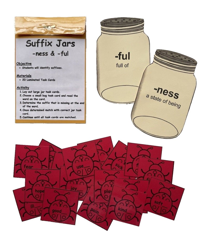 Teacher Depot Teacher Made Center Learning Resource Activity Game Suffixes Ful & Ness - Etsy