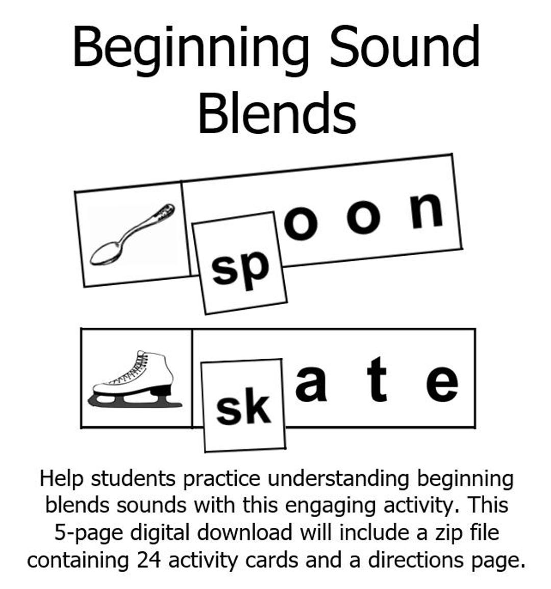 Consonant Blends Digital Download Phonics Activity Classroom Homeschool ...