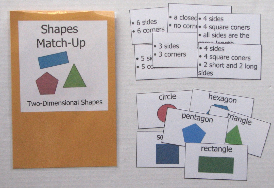 Educational Math Center Learning Resource Game Shapes Match-up - Etsy