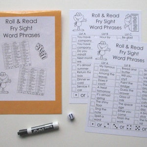 Educational Fluency Center Game Roll & Read Second Grade Fry Sight Word ...
