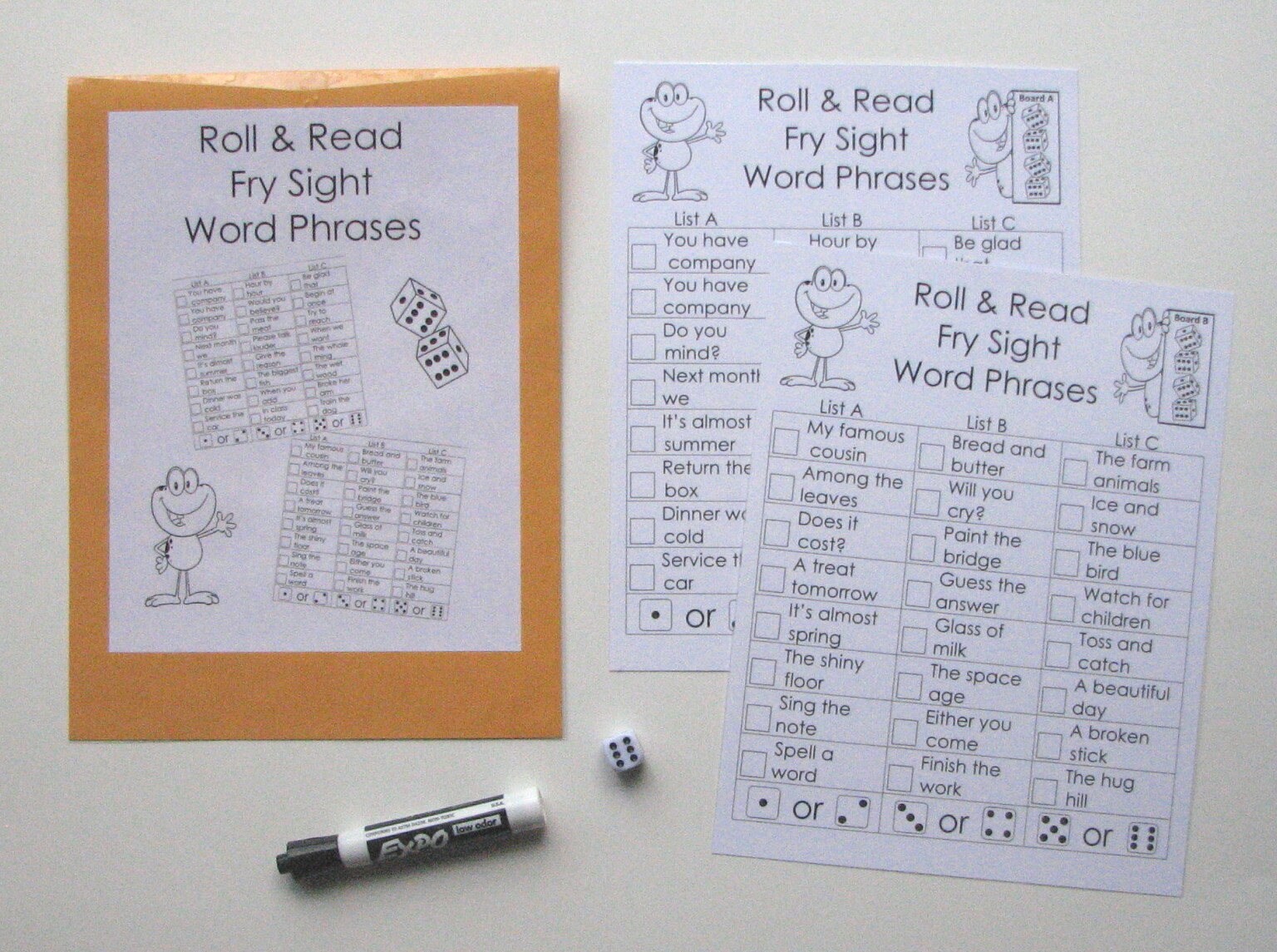 Educational Fluency Center Game Roll & Read Second Grade Fry Sight Word ...