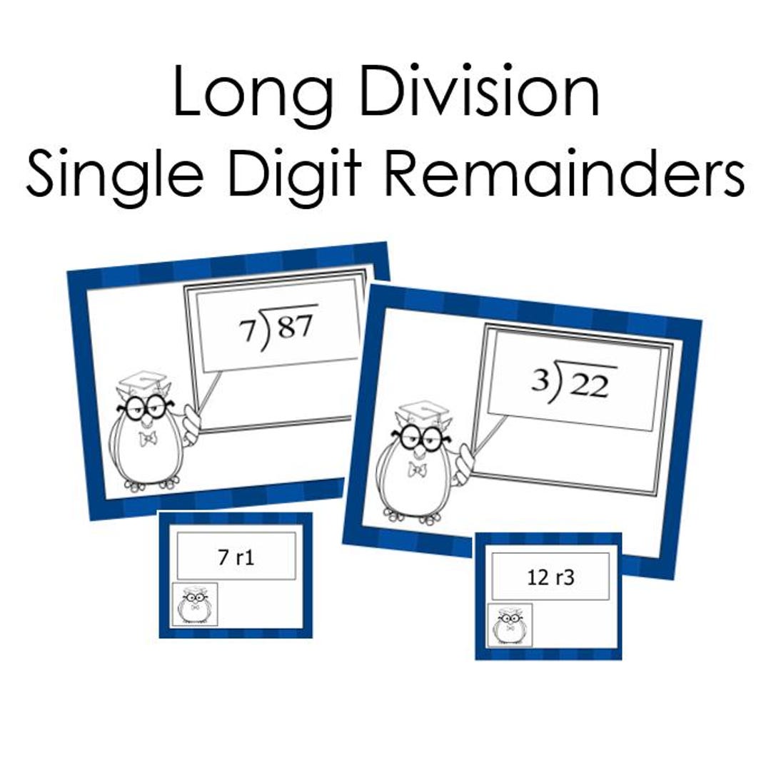Long Division Single Digit Remainders Math Center Resource Game ...