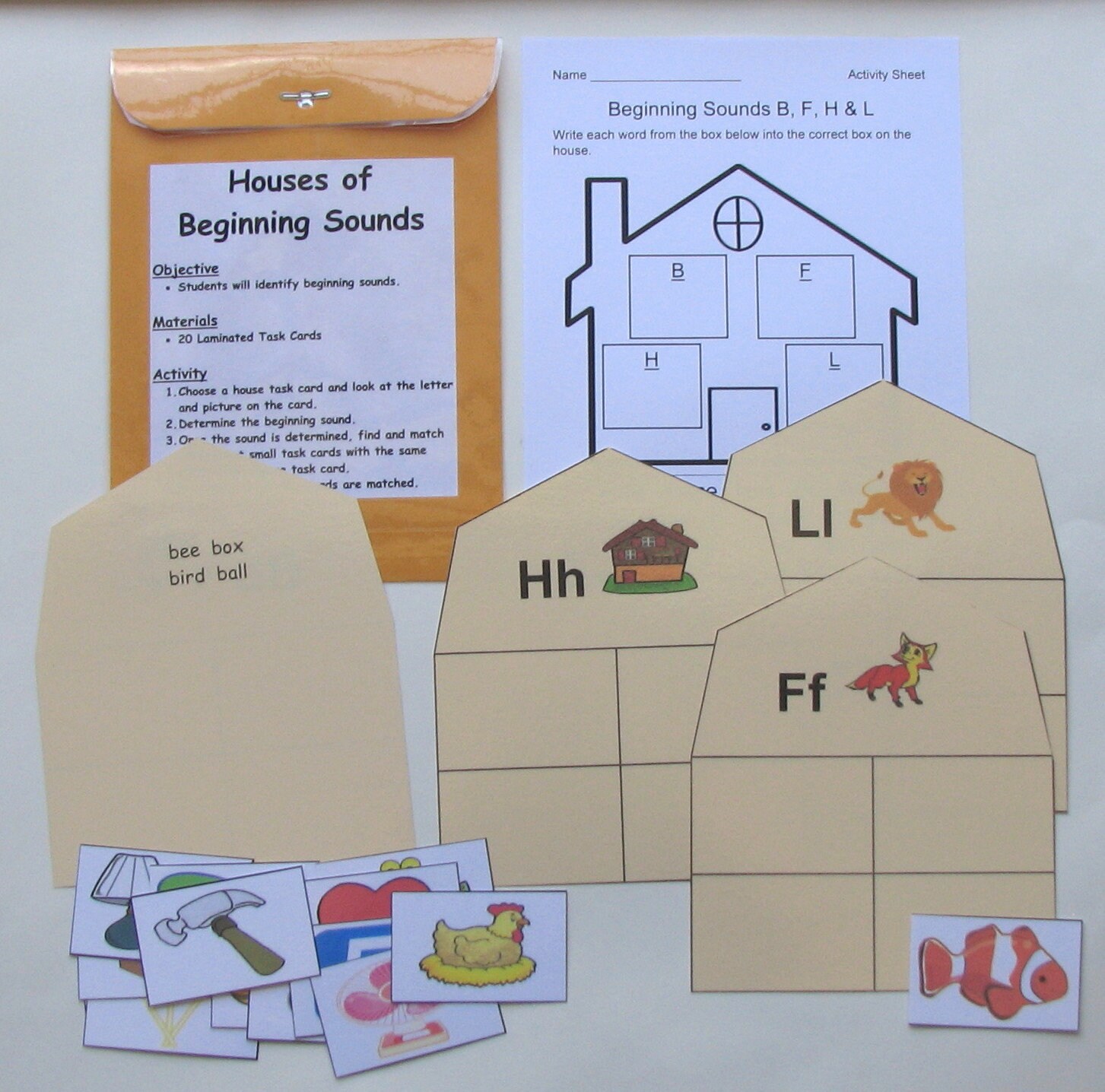 5 Teacher Made Literacy Learning Resource Center Games Beginning Sounds ...