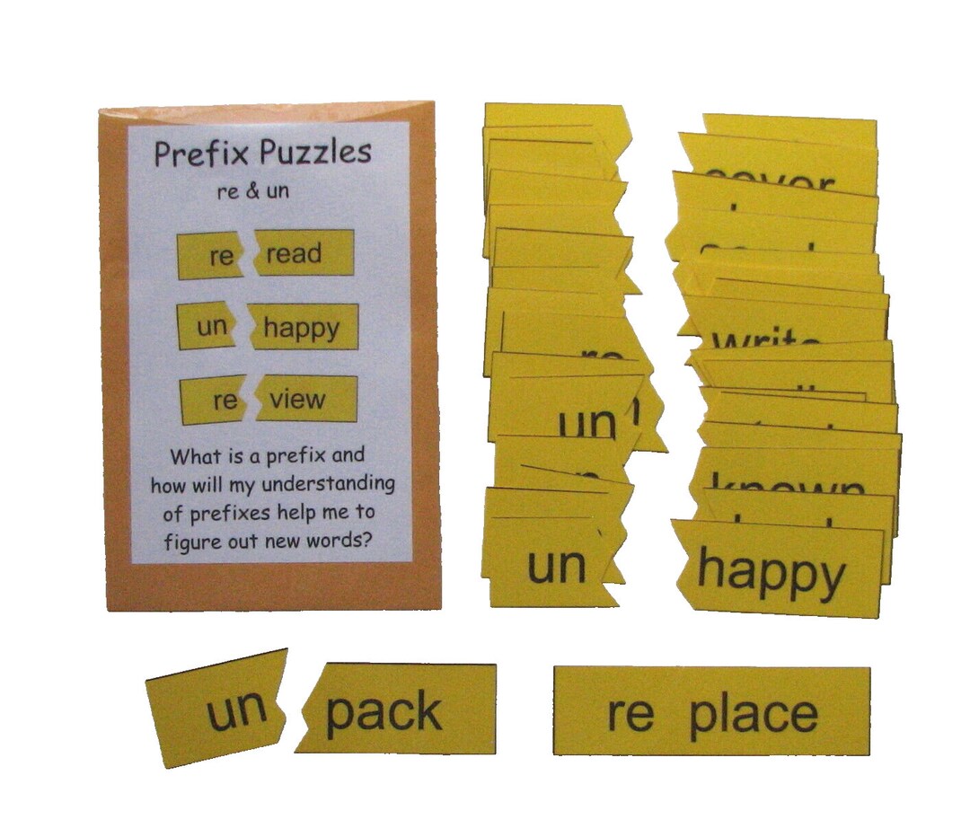 Educational Literacy Center Learning Resource Game Prefix Puzzles Re ...